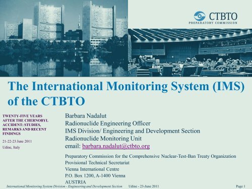 The International Monitoring System of CTBTO - Arpa