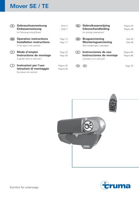 Mover SE / TE - Truma