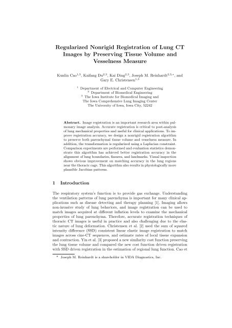 Regularized Nonrigid Registration Of Lung Ct Images By Preserving