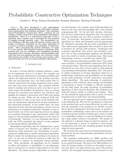 Probabilistic Constructive Optimization Techniques - UCLA ...