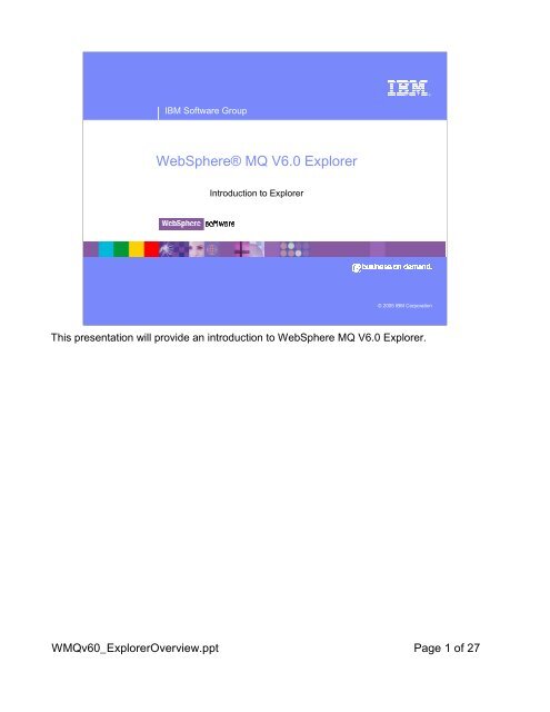 Introduction To Websphere Mq Explorer Pdf Ibm Notice