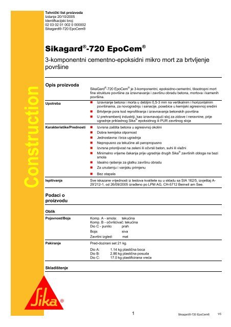 Sikagard-720 EpoCem - Sika Croatia