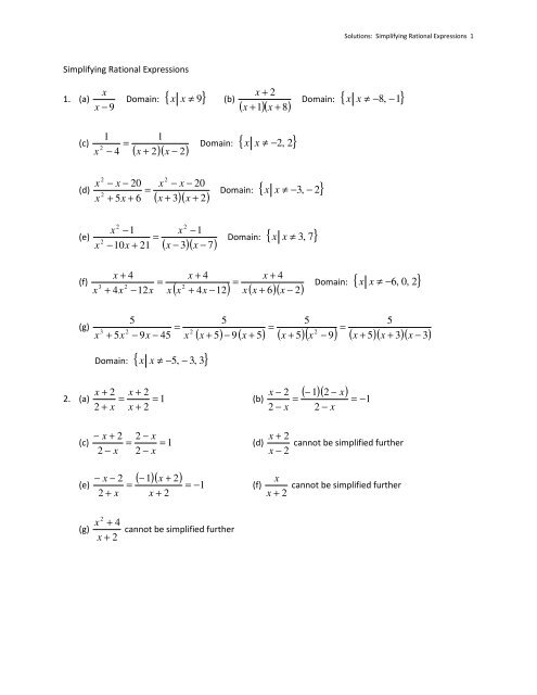 Simplifying Rational Expressions