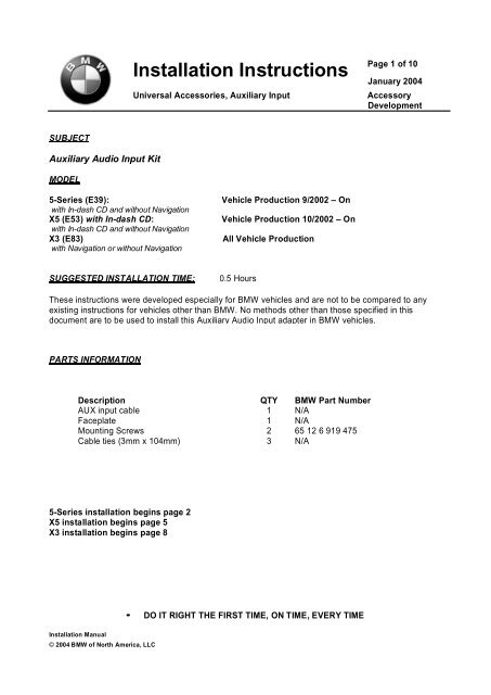 Installation Instructions