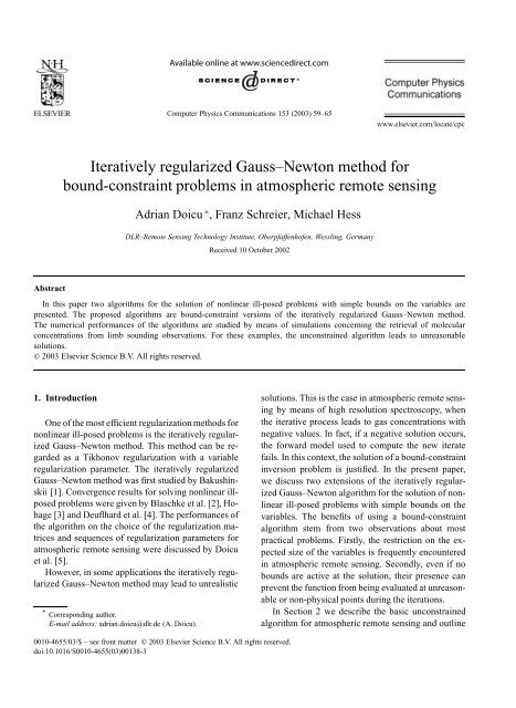 Iteratively Regularized Gaussnewton Method For Bound Sat