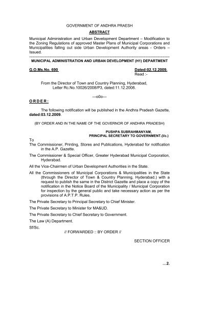 G.O.Ms.No. 690 - Tirupati Municipal Corporation