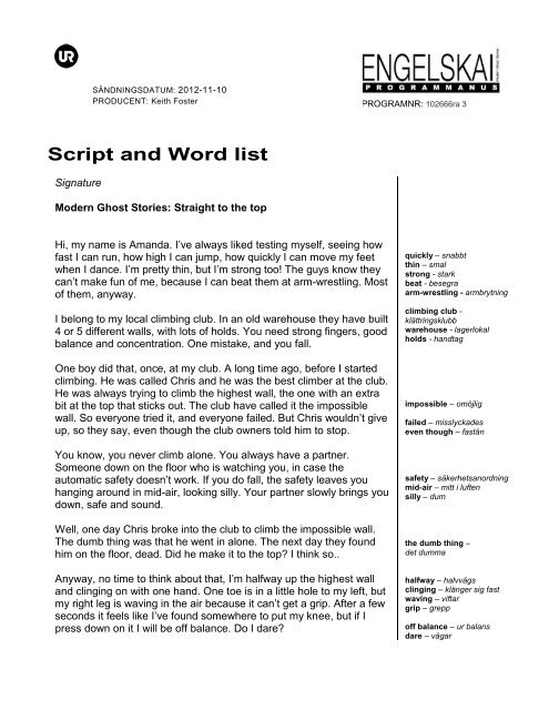 Script and Word list - UR