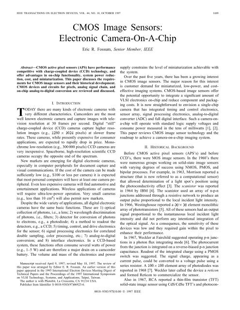 CMOS Image Sensors: Electronic Camera-on-a-chip ... - IEEE Xplore