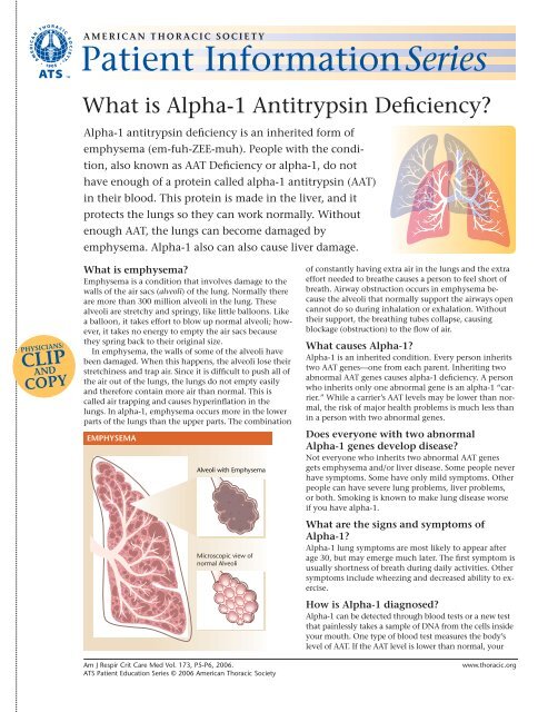 What is Alpha-1 Antitrypsin Deficiency? - Patient Education & ATS ...