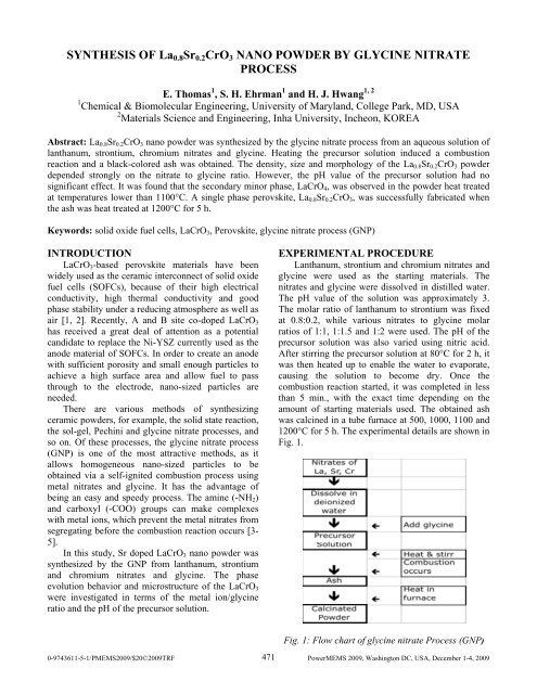 synthesis of la0.8sr0.2cro3 nano powder by glycine nitrate process