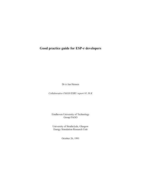 Good practice guide for ESP-r developers - Energy Systems ...