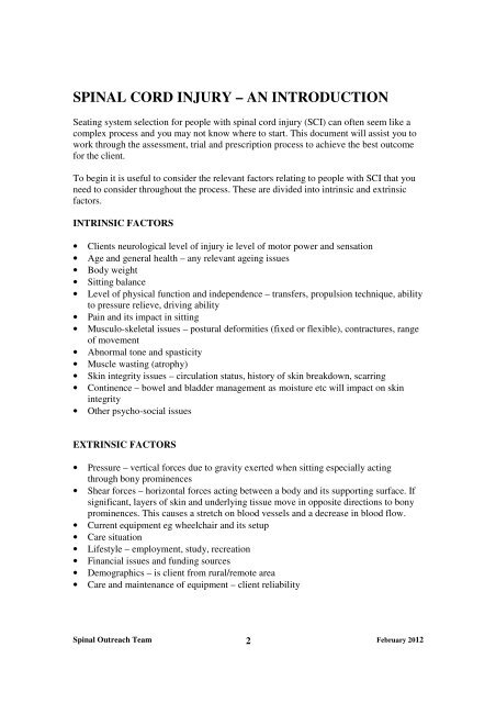 CONTENTS Spinal Cord Inju