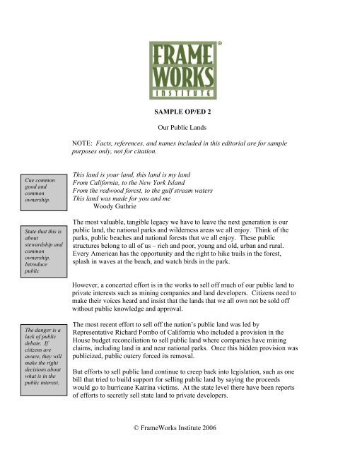 Sample Op/Ed 2 - Frameworks Institute