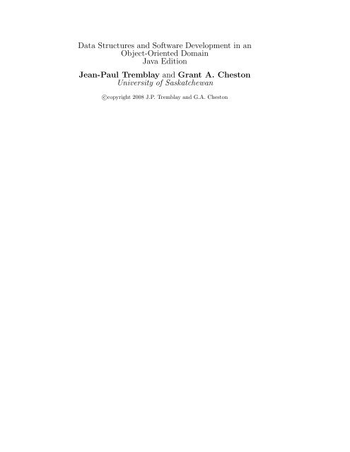Data Structures And Software Development In An Object Oriented