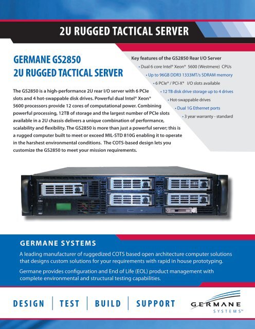 GS2850 2U, Front I/O, Server with Intel or AMD Processor