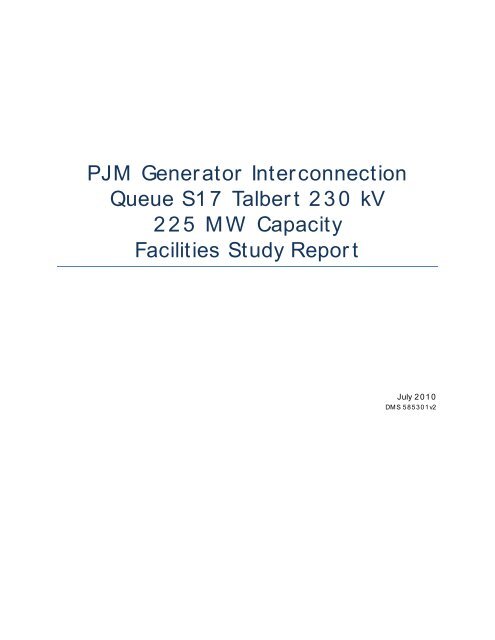 PJM Generator Interconnection Queue S17 Talbert 230 ... - PJM.com