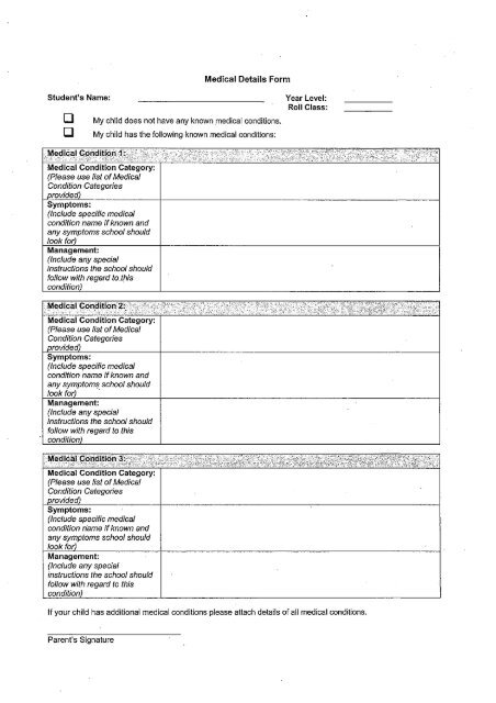 Medical details form - Education Queensland