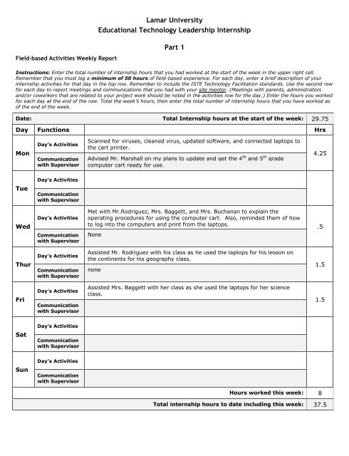 Internship Daily Log - lamar-portfolio