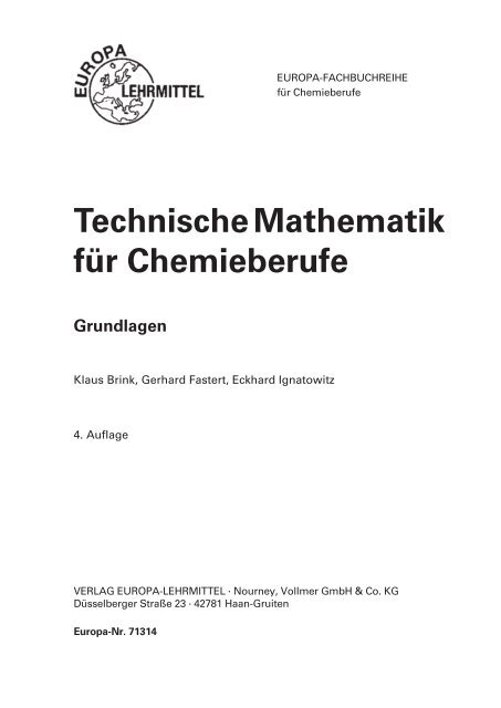Technische Mathematik für Chemieberufe