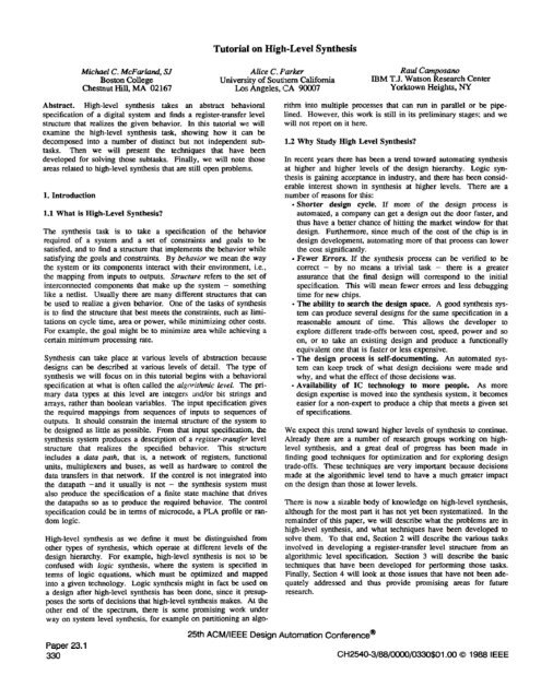 Pdf - Tutorial on High-Level Synthesis - University of Windsor
