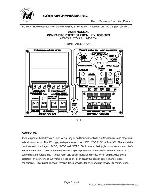 Test Station User Manual - antique slot machines