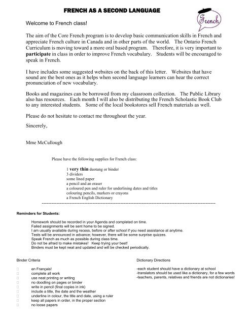 FRENCH AS A SECOND LANGUAGE