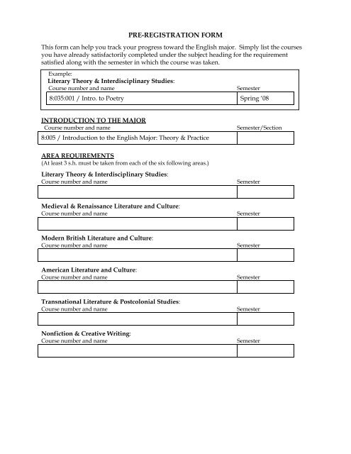 PRE-REGISTRATION FORM