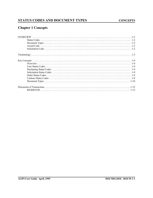 STATUS CODES AND DOCUMENT TYPES Chapter 1 ... - Louisiana