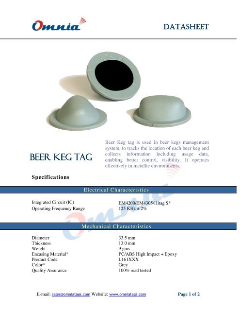 Beer keg tag Beer keg tag - RFID Tag india
