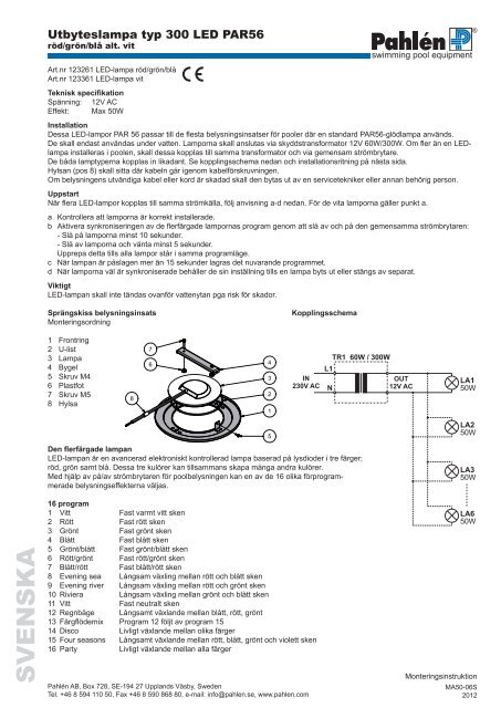 Manual poolbelysning LED - Pahlen.se