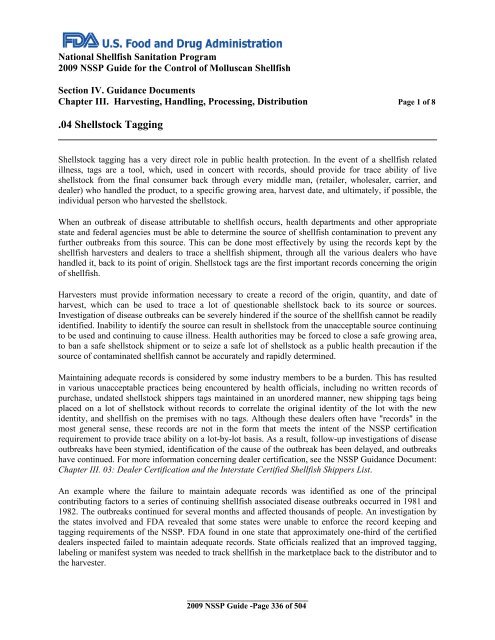 .04 Shellstock Tagging - Interstate Shellfish Sanitation Conference