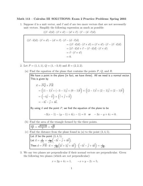 Solutions to Exam 2 Practice Problems
