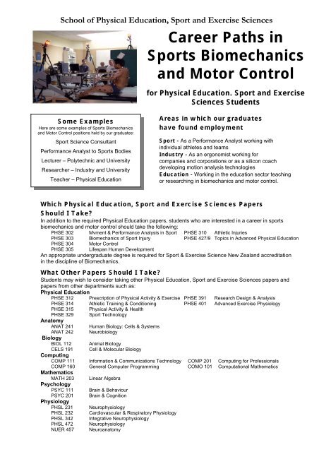 Career Paths in Sports Biomechanics and Motor Control