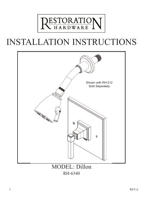 INSTALLATION INSTRUCTIONS - Restoration Hardware