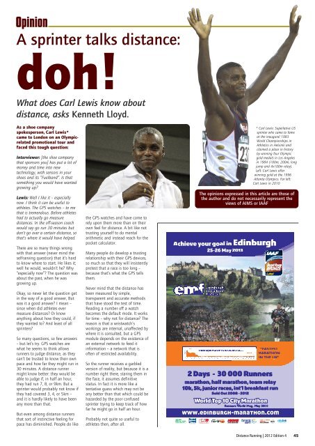 A sprinter talks distance â ¦ doh! - Distance Running magazine