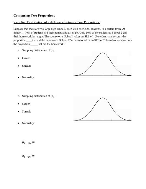 Comparing Two Proportions Sampling Distribution of a difference ...