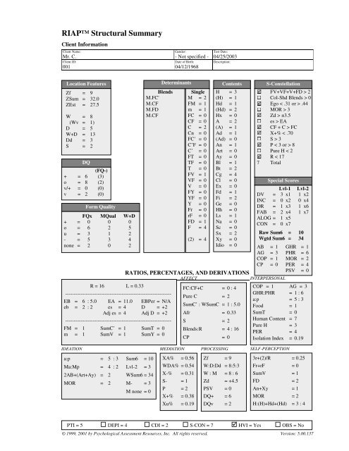 RIAPâ ¢ Structural Summary - Psychological Assessment Resources ...