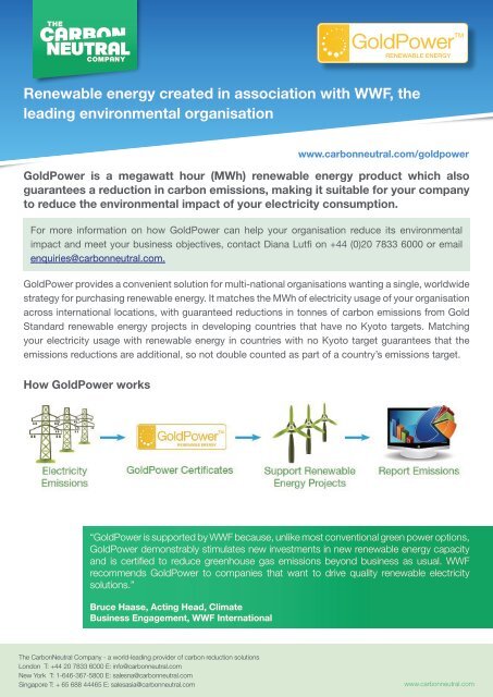 Renewable energy created in association with WWF, the leading ...