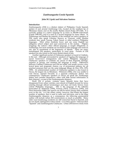 ZamboangueÅ„o Creole Spanish - About the Philippines