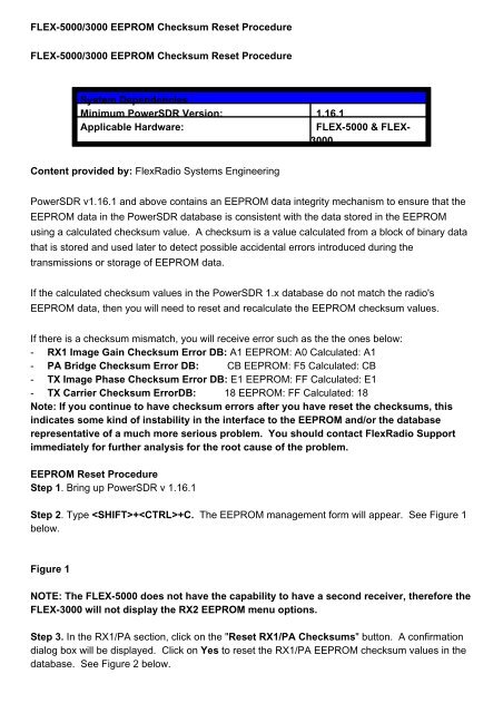 FLEX-5000/3000 EEPROM Checksum Reset Procedure FLEX ...