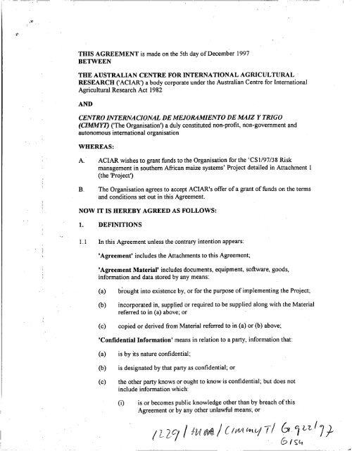 THIS AGREEMENT is made on the 5th day of December ... - Library