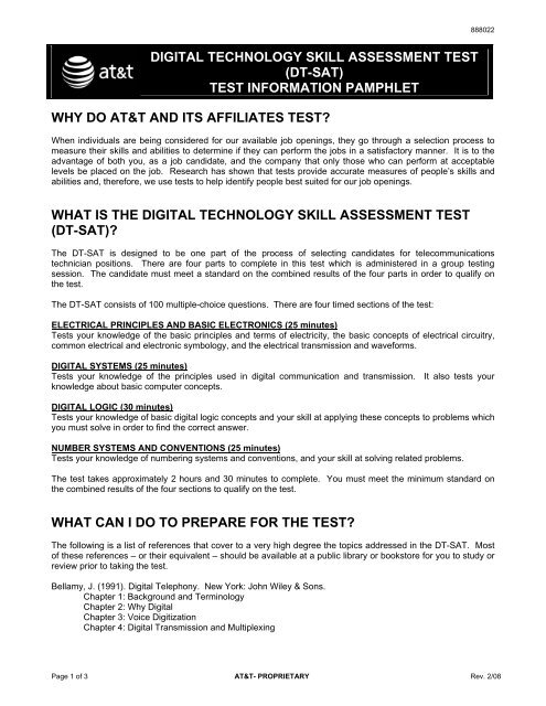 Digital Technology Skill Assessment Test - AT&T