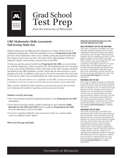 Test Prep - University of Minnesota