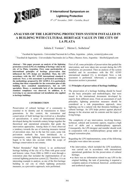 analysis of the lightning protection system installed in a building ...