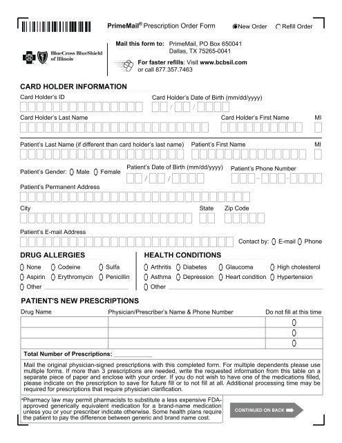 Prime Mail Order Form