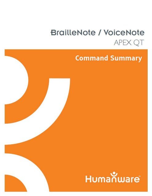 BrailleNote Apex QT Command Summary - Indigo Logix