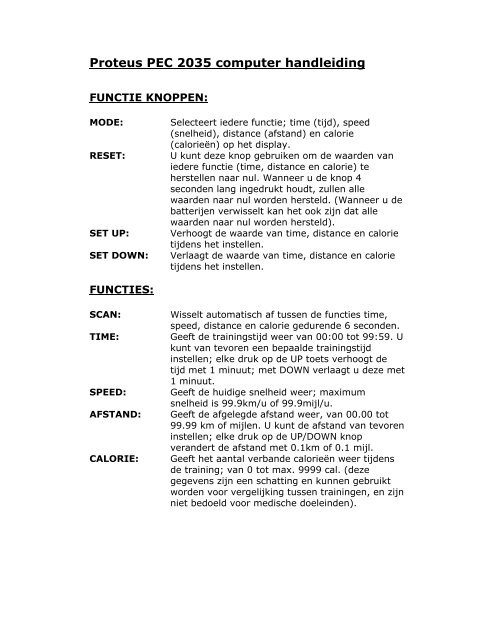Proteus PEC 2035 computer handleiding - Helisports