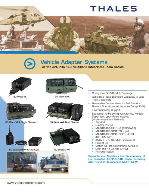 Vehicle Adapter Systems Data Sheet - Thales Communications, Inc.