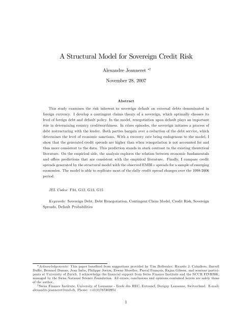 A Structural Model for Sovereign Credit Risk - Finance Innovation