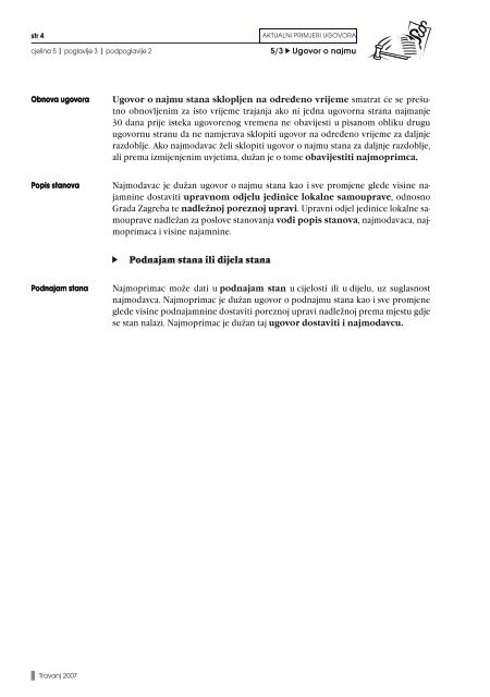 5/3.2. Ogledni primjer ugovora o najmu stana